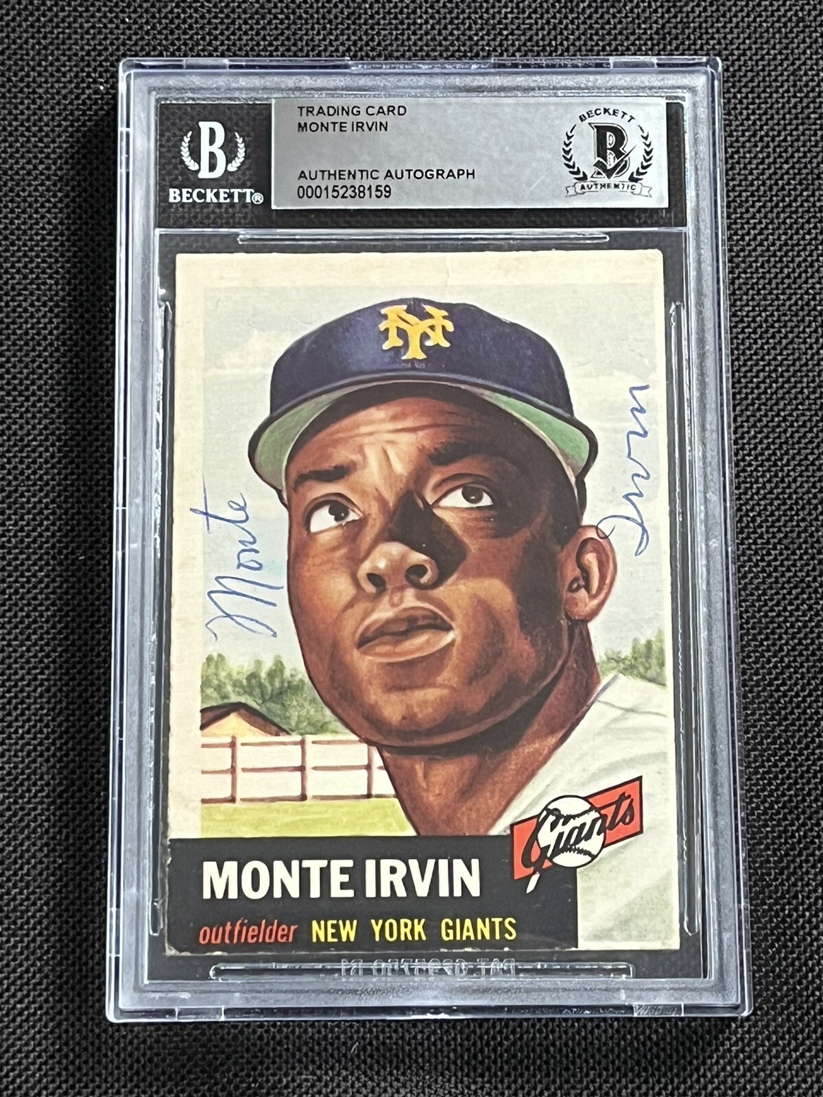 HOF MONTE IRVIN 1953 TOPPS SIGNED AUTOGRAPHED CARD BECKETT BAS ...