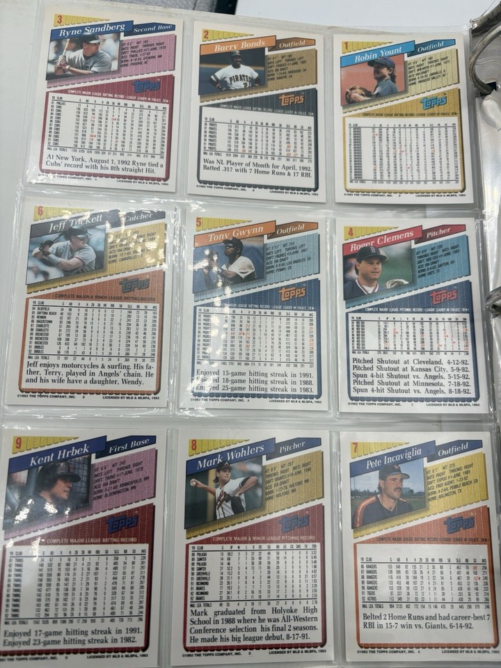 1993 Topps Baseball Complete Set Binder | eBay
