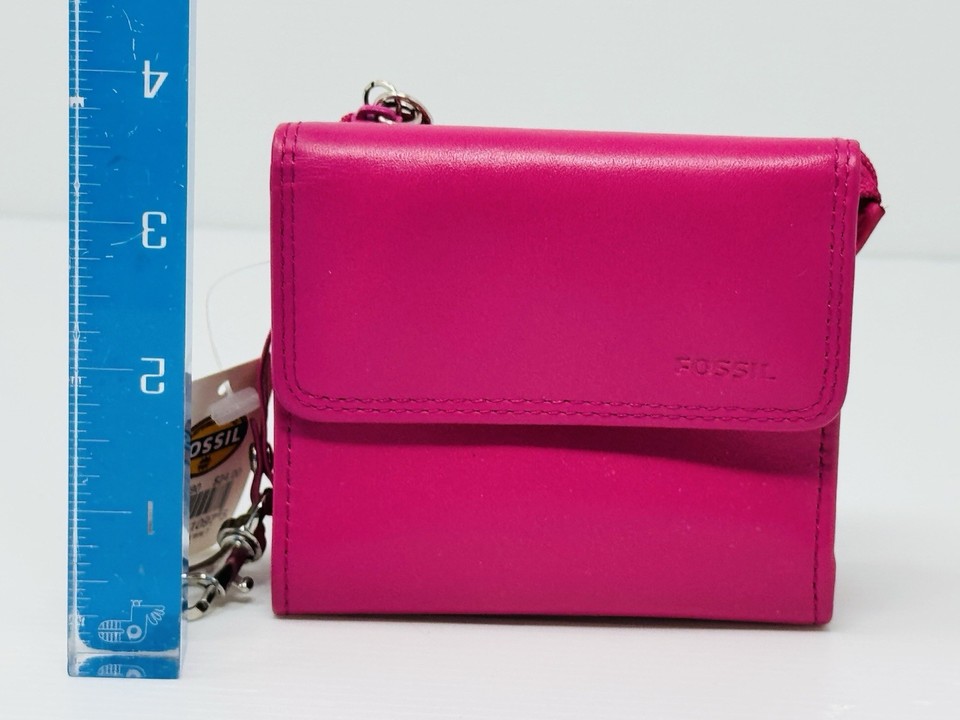 NEW Fossil Mini Wallet FUCHSIA Hot Pink Bifold Snap Wallet #SL-8184690 ...