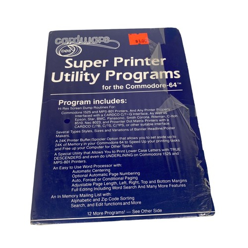 Cardware D08 Super Printer Utility Programs For The Commodore 64 VTG Software | eBay