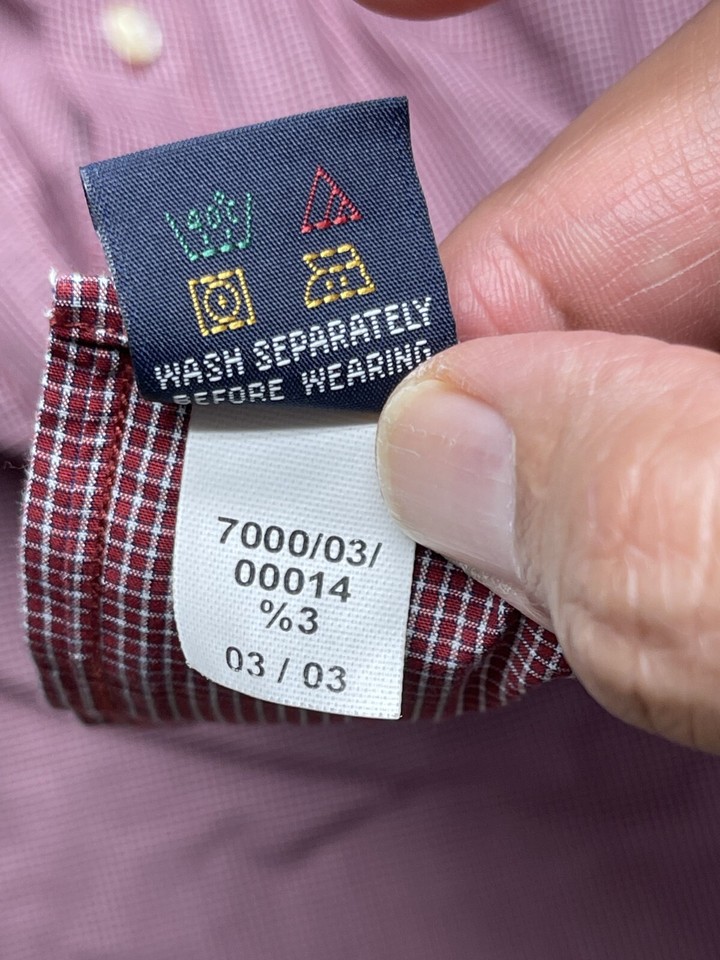 Tommy Hilfiger Mens Shirt Size 16.5 34-35 Red Long Sleeve Button Down ...