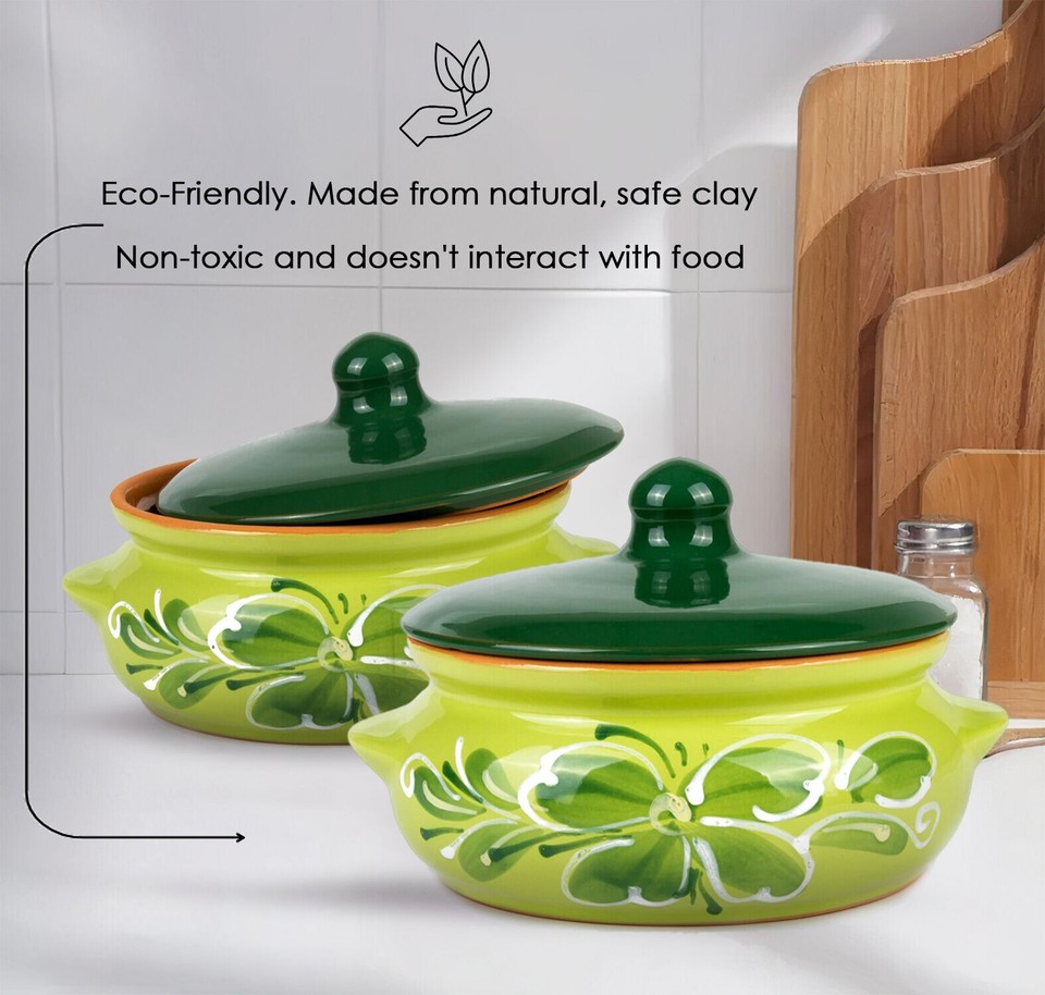 Baking Stewing Stoneware Ramekin Clay Cooking Pot w/Lid 1-Serving ...