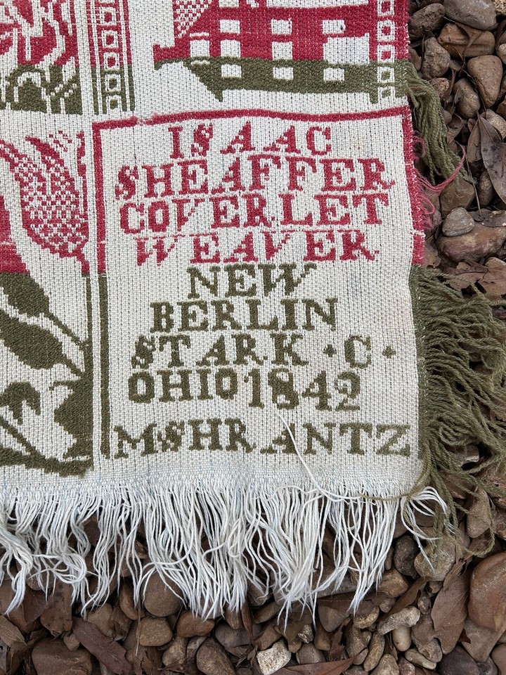 Antique 1842 ISAAC SHEAFFER-NEW BERLIN, OHIO woven coverlet /quilt AAFA ...