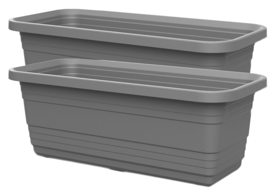 Grey Trough Plant Pot Long Plastic Planter Home Garden Window Herb ...