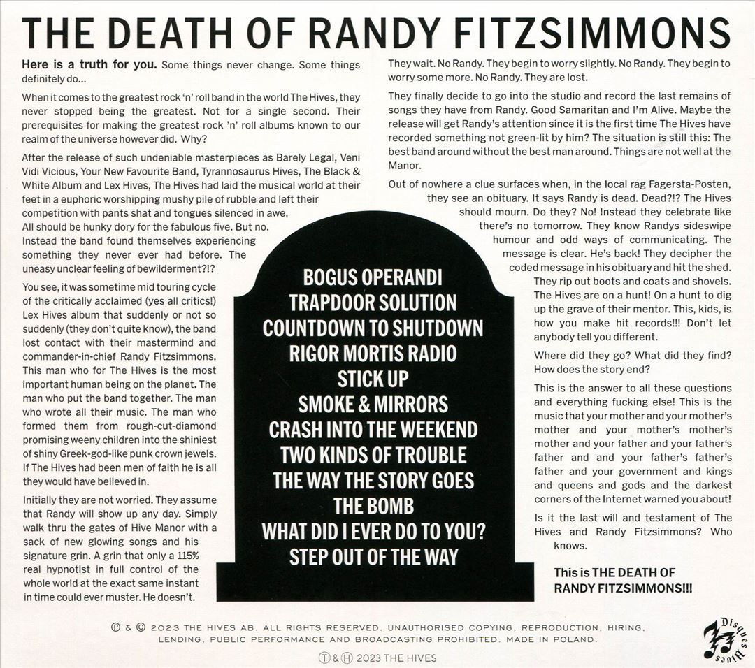 THE HIVES DEATH OF RANDY FITZSIMMONS NEW CD 8720923597266| eBay