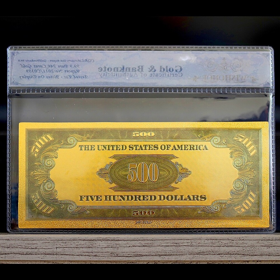 100mg 24K Gold 1928 $500 Dollar Bill Gold Certificate Banknote with ...