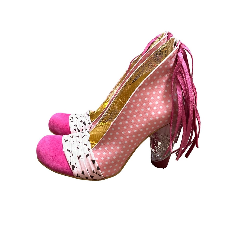 New Irregular Choice Fringe Pumps Pink Milkshake Mush Pinup Rockabilly ...