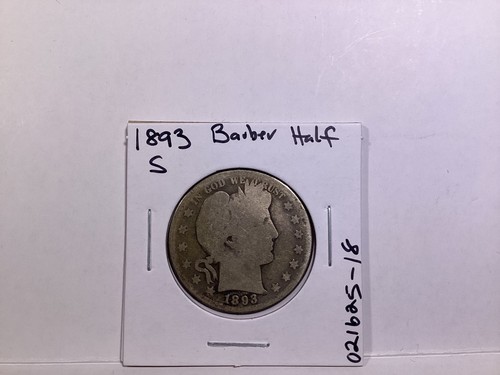 1893 S Barber Silver Half Dollar Key Date US Coin from San Francisco ...