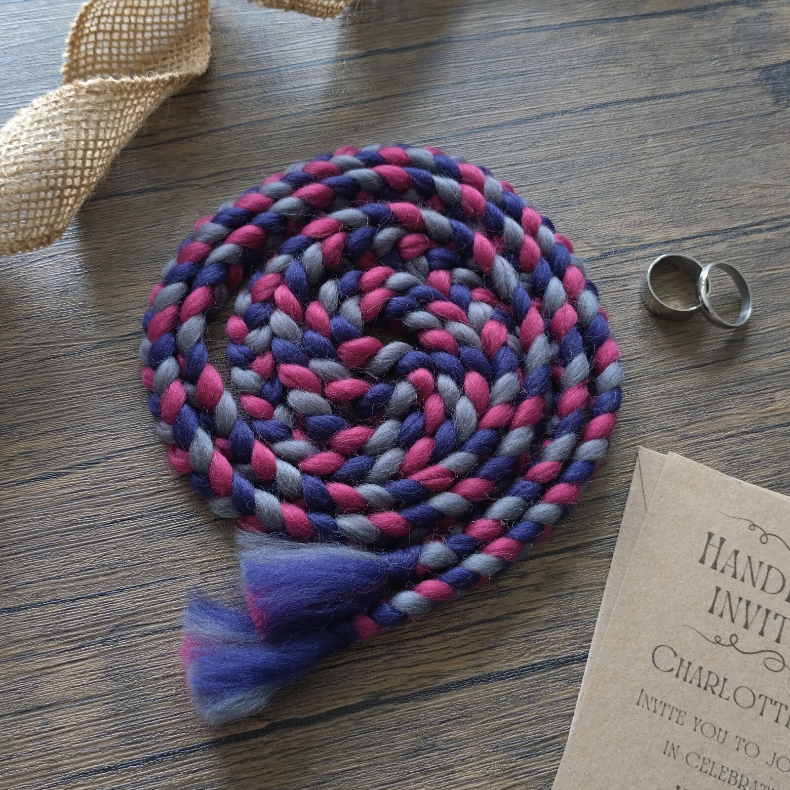 Plum, Navy And Grey Handfasting Cord, Hand Fasting Rope, Hand Tying ...