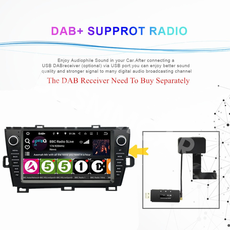 Touch Screen Car Stereo Radio GPS WIFi BT FM Fit For Toyota Prius LHD ...