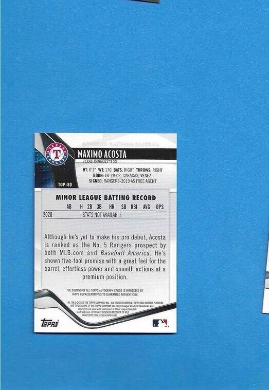 2021 Bowman's Platinum Maximo Acosta Auto Prospect #TOP-80 | eBay