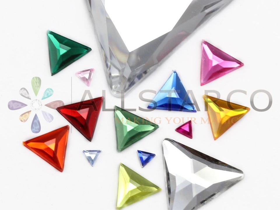 13mm Crystal Clear AB Flat Back Triangle Acrylic Gemstones - 50 Pieces ...