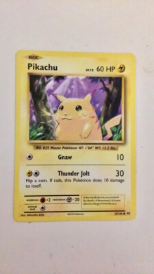 2016 Pikachu Pokemon Card. 60 HP Gnaw 10 Thunder Jolt 30. | eBay