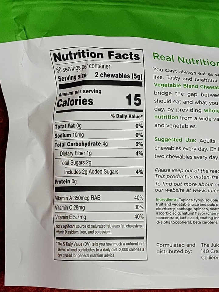 Juice Plus 120 Soft Chewables Gummies Blended Vegetable New Sealed Best ...