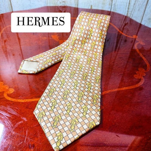 Hermes Chess Pattern Tie Used | eBay
