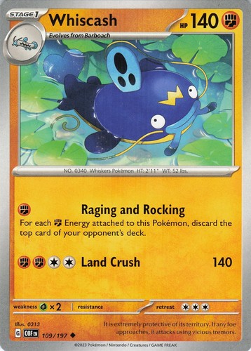 Whiscash Uncommon SV03: Obsidian Flames 109/197 NM | eBay