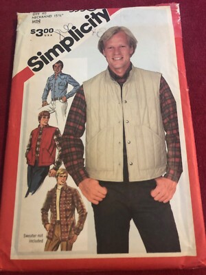 🌹1981 SIMPLICITY #5350-MEN'S QUILTED VEST & WESTERN SHIRT - JACKET ...