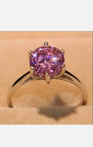 2.10 Ct Round Natural Amethyst & Diamond Engagement Ring 14K White Gold ...