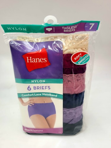 Hanes Nylon Briefs Panties 6-Pack Underwear Assorted Colors Women's ...