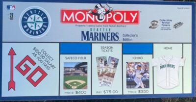 2001 MLB Seattle Mariners Baseball Collector Edition Monopoly Board ...