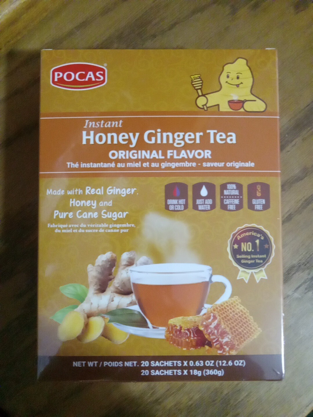 Pocas Ginger Tea With Honey Instant 12.7oz (20 bag) with Real Ginger ...
