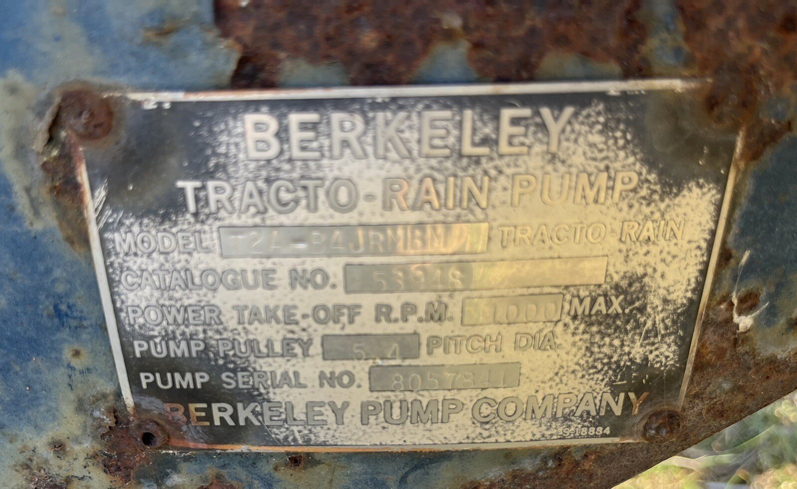 Berkeley PTO Irrigation Pump 1000 Rpm 6Inch Suction 6 Inch Discharge | eBay