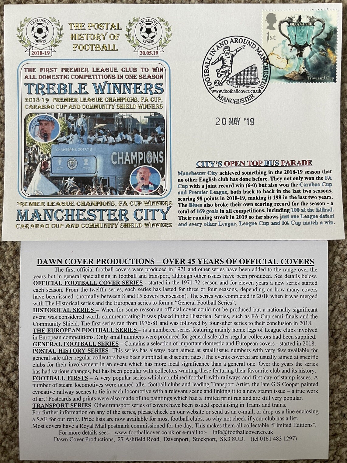 Manchester City Treble Winners 2018/19 Dawn First Day Cover | eBay UK