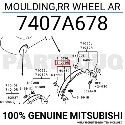 7407A678 Genuine Mitsubishi MOULDING,RR WHEEL AR | eBay