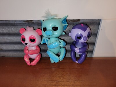 WowWee Fingerlings Lot of 3 Interactive Electronic Pets Panda Sloth ...