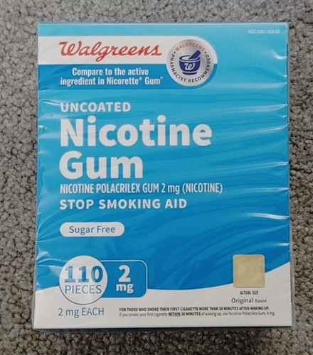 Walgreens Nicotine Gum 2mg Original Flavor, 110 pieces, NEW, EXP 2027/ ...