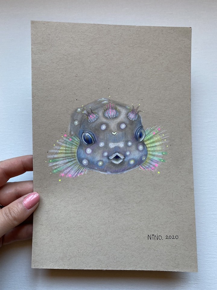 original drawing signed, “cute Fish” Size 6x9” | eBay
