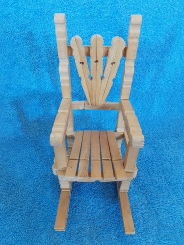 Tramp Art Doll House Wood Clothespin Rocking Chair | eBay