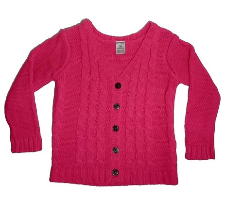 Carters 3T Girls Pink Button Up Sweater V-neck Long Sleeve | eBay
