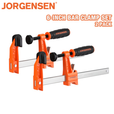 Jorgensen 6" Bar Clamp 2-Packs Set Steel F Clamp 300 lbs Load Limited ...