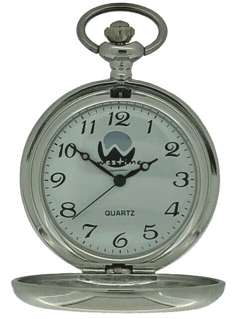 Retriever Pewter Faced Polished Quartz Pocket Watch And Matching Key ...