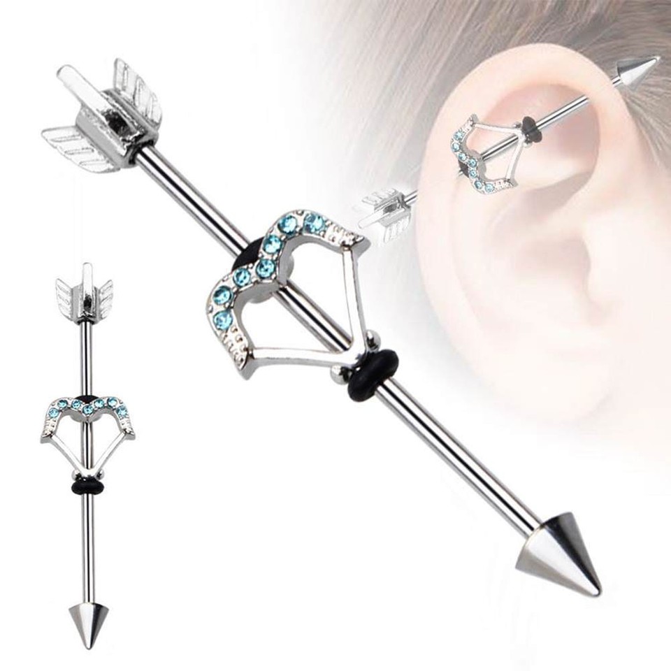 1PCS Surgical Steel Scaffold Ear Barbell Ring Industrial Bar Body ...