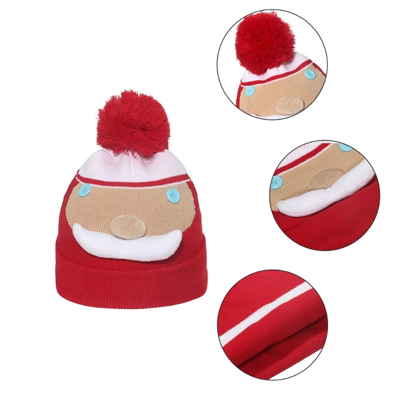 Unisex Knitted Christmas Hat Xmax Santa Family For Adult Kid Baby ...