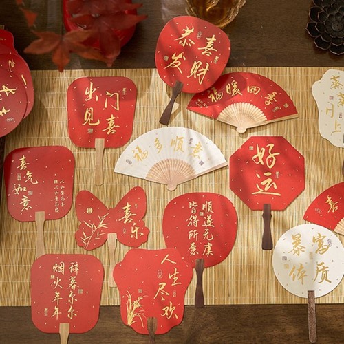 30PCS/SET Gold Stamping Spring Festival Decorative Card New Year Gift ...