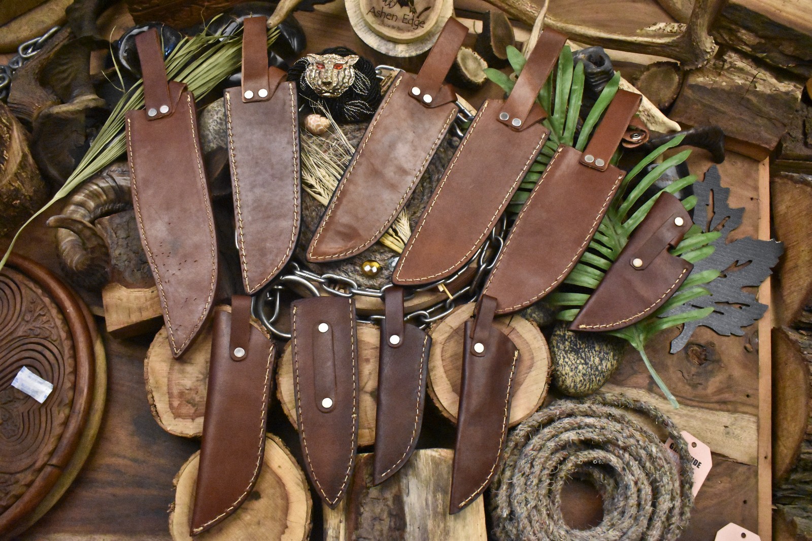Ashen Edge Custom Made Cow Leather Sheaths Different Sizes Lot Of 10 | eBay