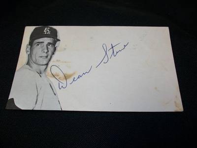 Dean Stone 1953 Senators 1962 Colt .45's Autograph Signed 3x5 Index ...