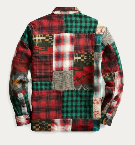 New Ralph Lauren RRL Limited Edition Patchwork Wool Cotton Flannel Mens ...