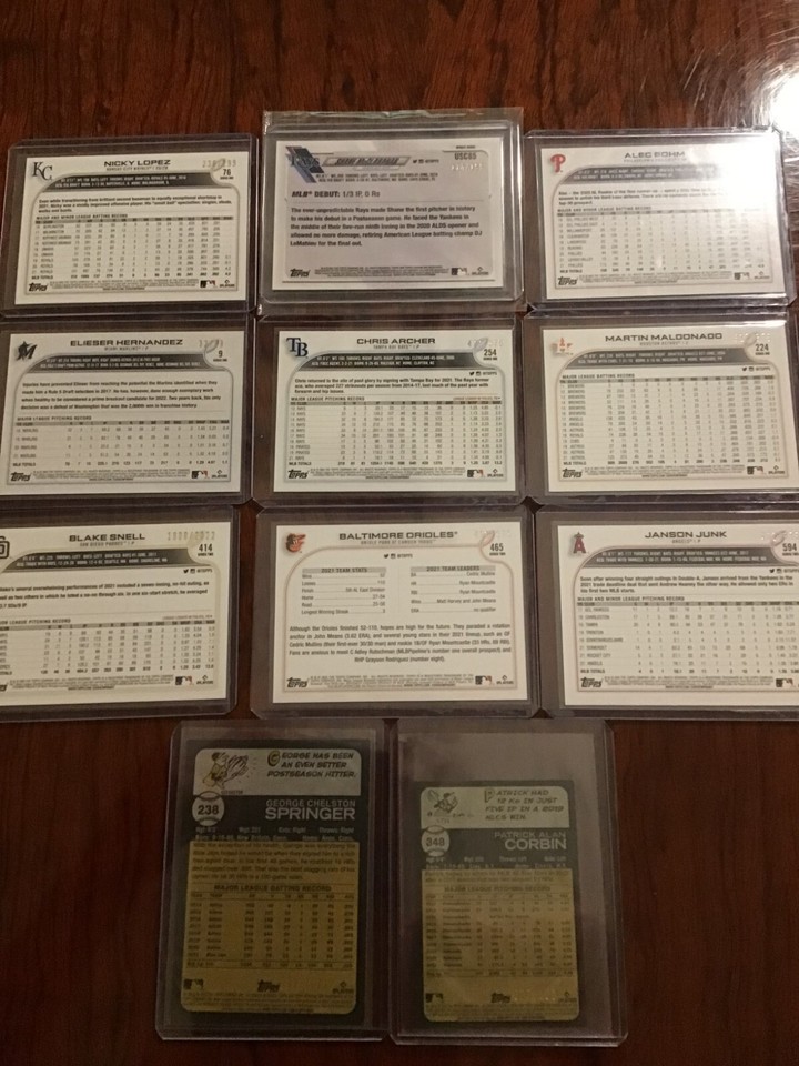 11 Card Baseball Numbered Parallel Lot - All Cards numbered! | eBay