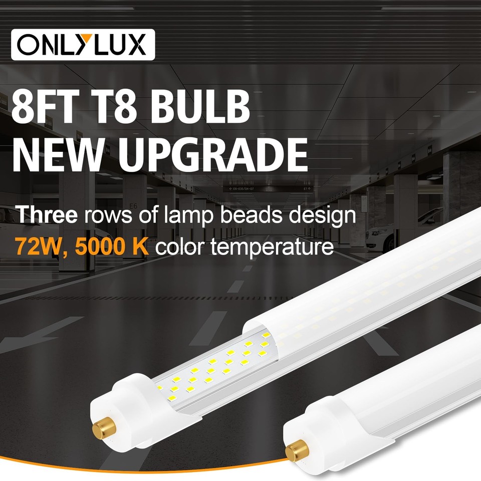 8 Foot Led Lights T8 8ft Led Bulbs 72W 9000LM F96t12 Led T12 ...