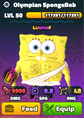 Olympian SpongeBob (Secret Formula) LVL 50 | SpongeBob TD | eBay