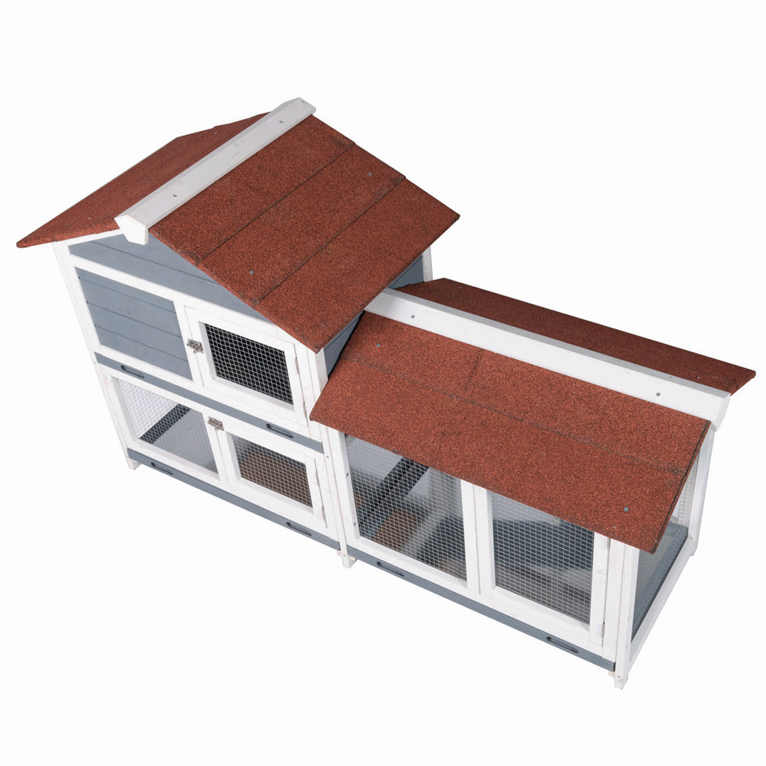 Two Floors Wood Outdoor Indoor Roof Waterproof Bunny Hutch Rabbit Cage ...