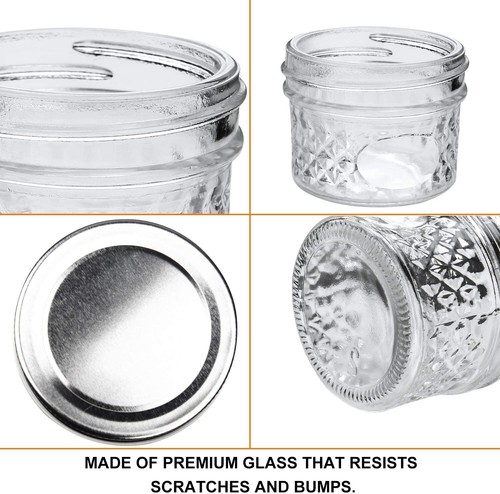 4 OZ Glass Jars With Lids Small Mason Wide Mouth Mini Canning 40 PACK ...