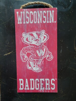 Wisconsin Badgers NCAA 12 in x6 in Wooden Fan Cave Sign | eBay