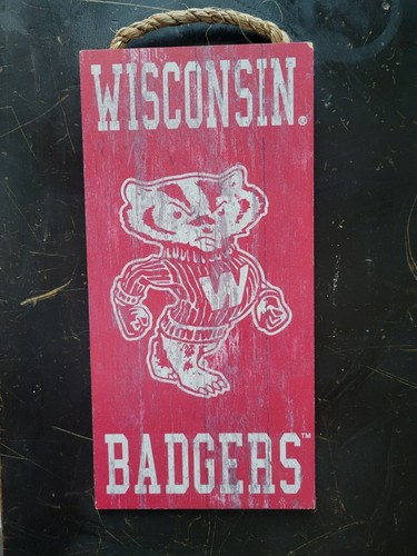 Wisconsin Badgers NCAA 12 in x6 in Wooden Fan Cave Sign | eBay
