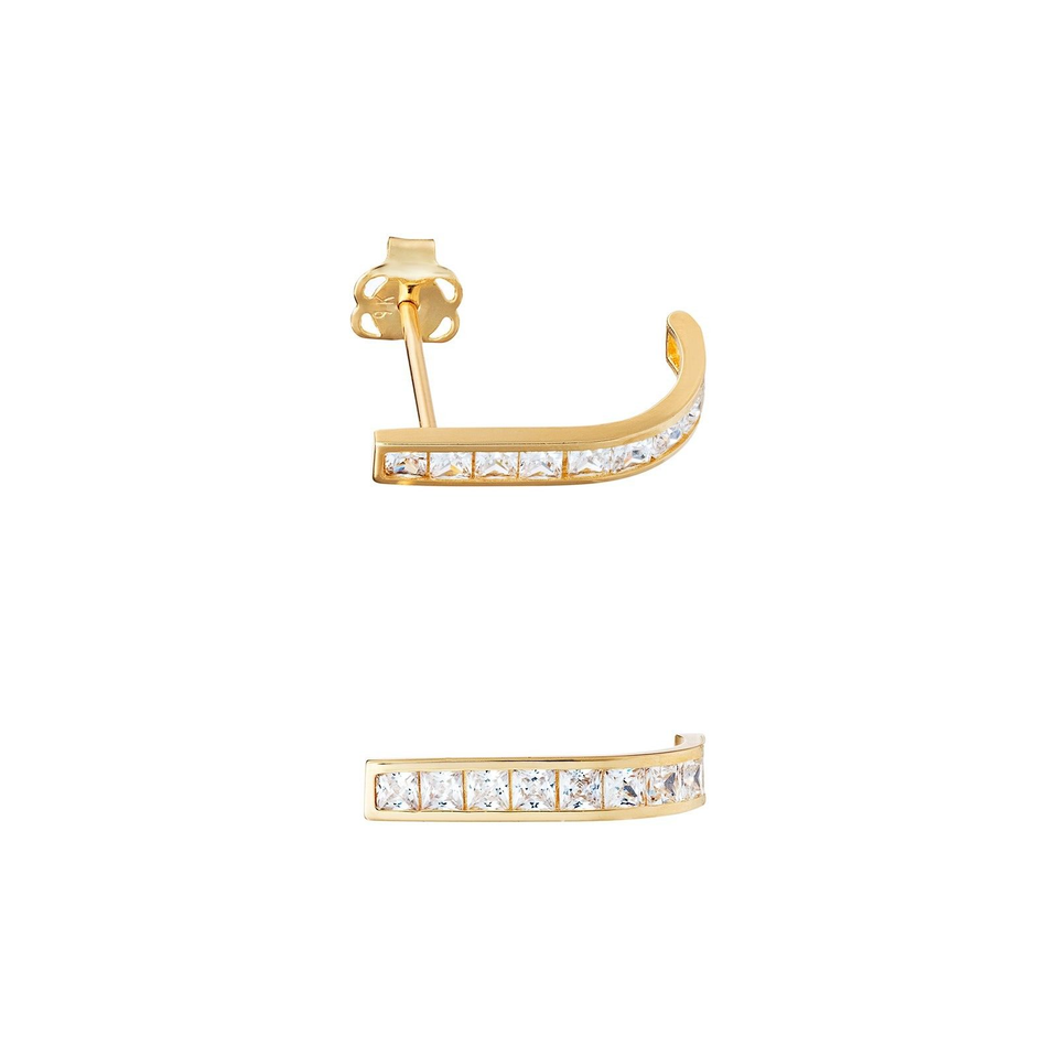 Flush Curved Gemstone Stud Earrings 9ct Yellow Gold 375 Hallmarked ...