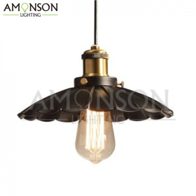 NEW AMONSON LIGHTING Industrial Edison Umbrella Pendant Light Black Dia ...